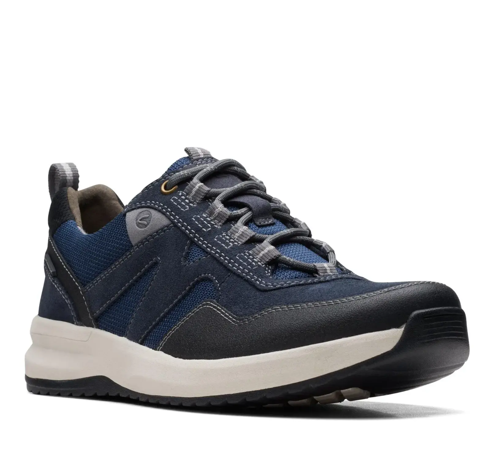 Clarks 男士蓝色皮革休闲运动鞋 - DealAM.com [Expired]