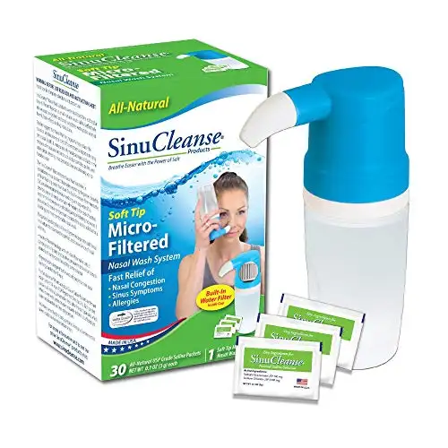 SinuCleanse Soft Tip Micro-Filtered Nasal Wash System - Includes 30 All ...